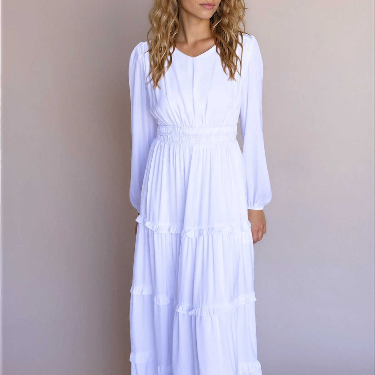Veronica LDS Temple Dress in White – FEHRNVI