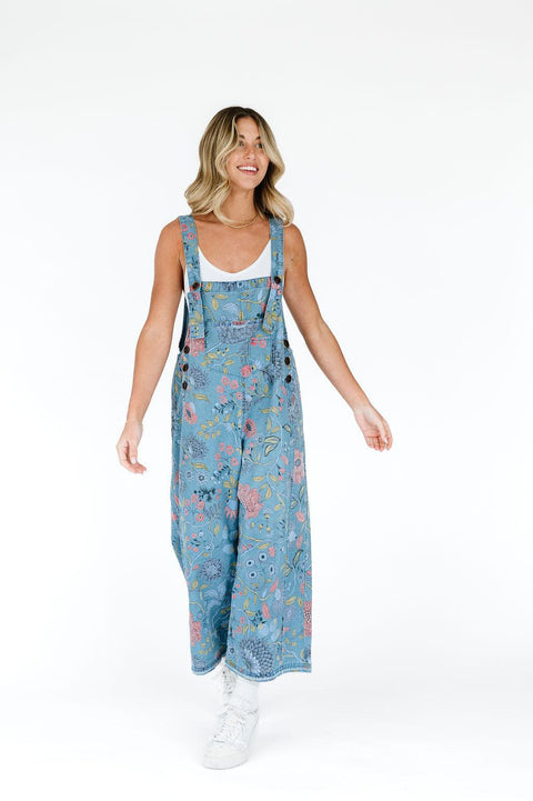 Embroidered floral denim overalls – FEHRNVI