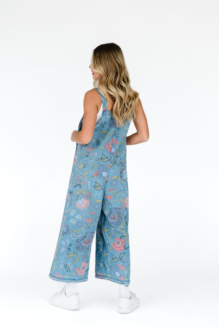 Embroidered floral denim overalls – FEHRNVI
